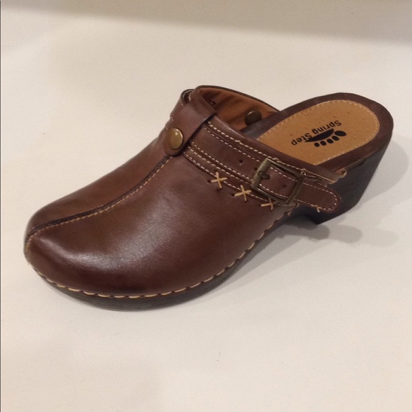 Spring Step | Shoes | Springstep Brown Leather Convertible Strap Clog ...